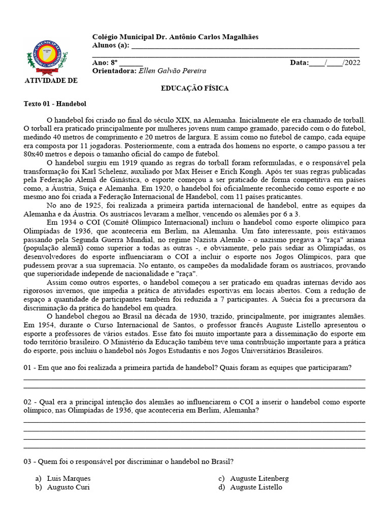 Métodos de Ensino no Handebol | PDF | Voleibol | Jogos Olímpicos