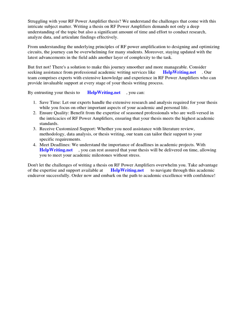Rf Power Amplifier Thesis | PDF | Amplifier | Mosfet