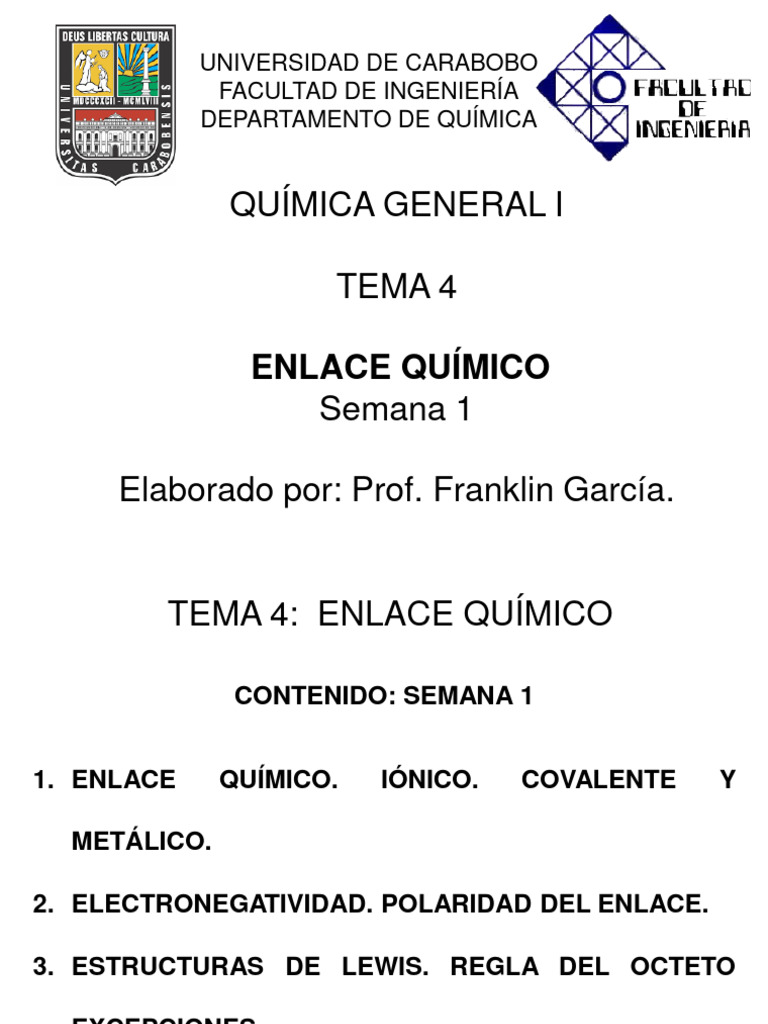 Tema 4 Enlace Quimico | PDF | Enlace químico | Enlace covalente