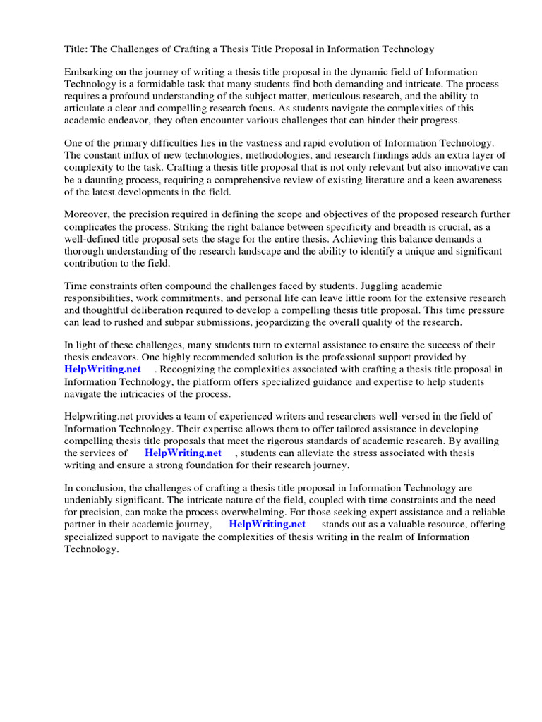 Thesis Title Proposal For Information Technology | PDF | Thesis | Master's Degree