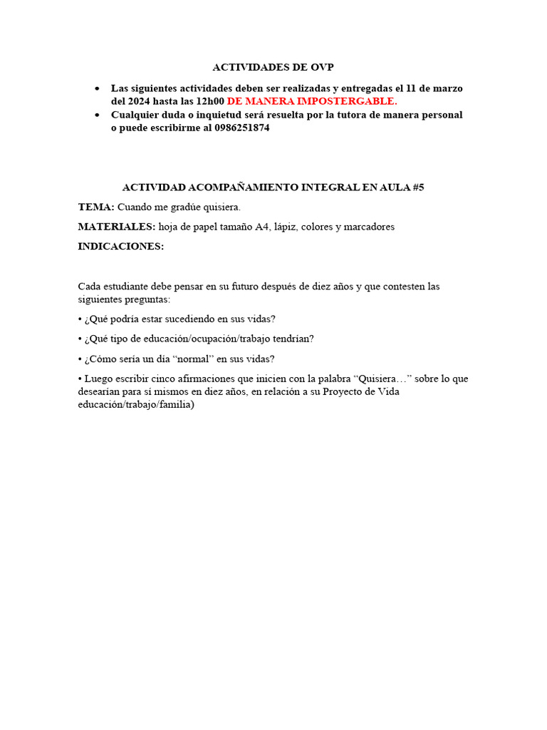 Actividades de Ovp | PDF
