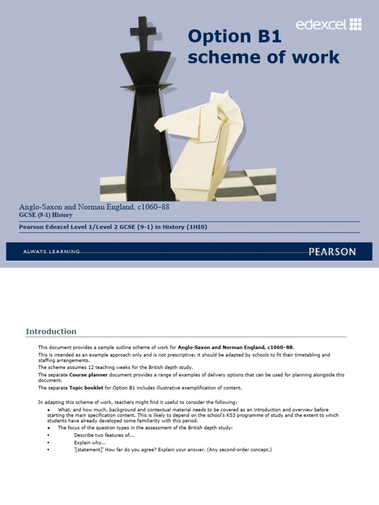 Anglo-Saxon & Norman England GCSE Plan | PDF | William The Conqueror ...