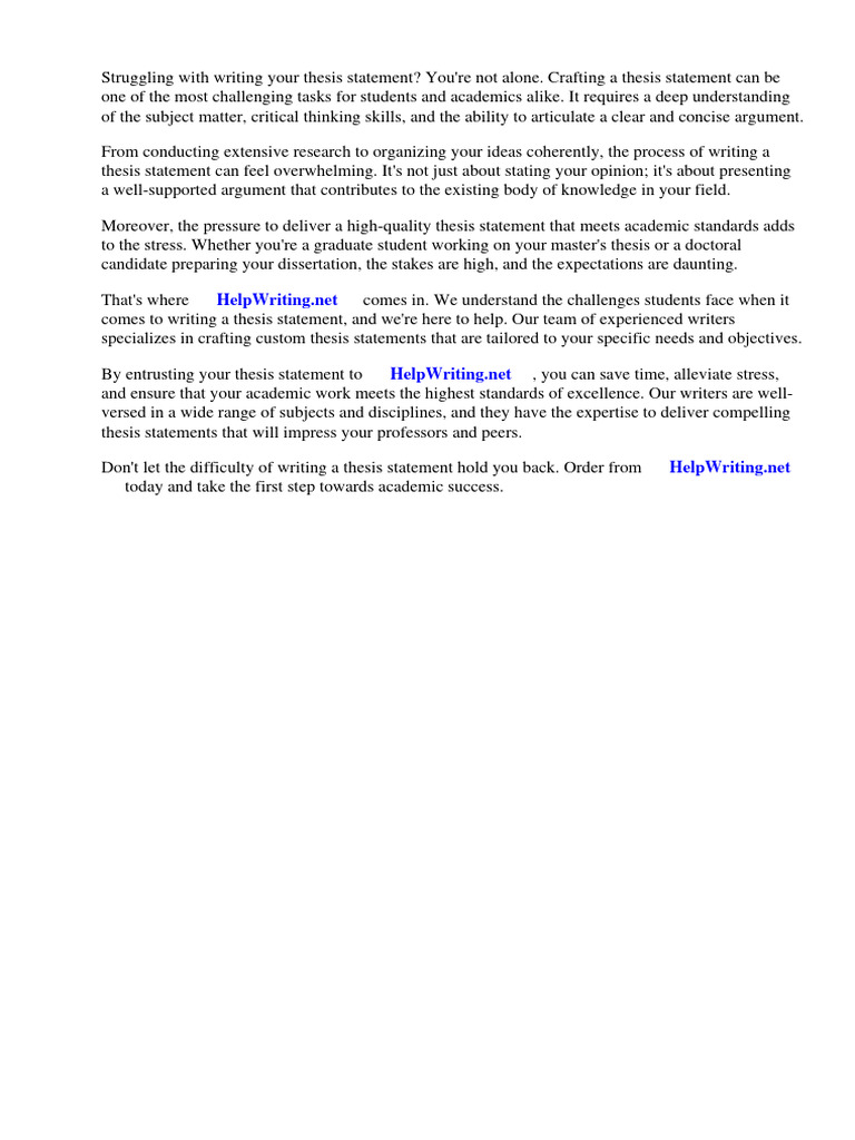 Thesis Statement Objectives | Download Free PDF | Thesis | Essays