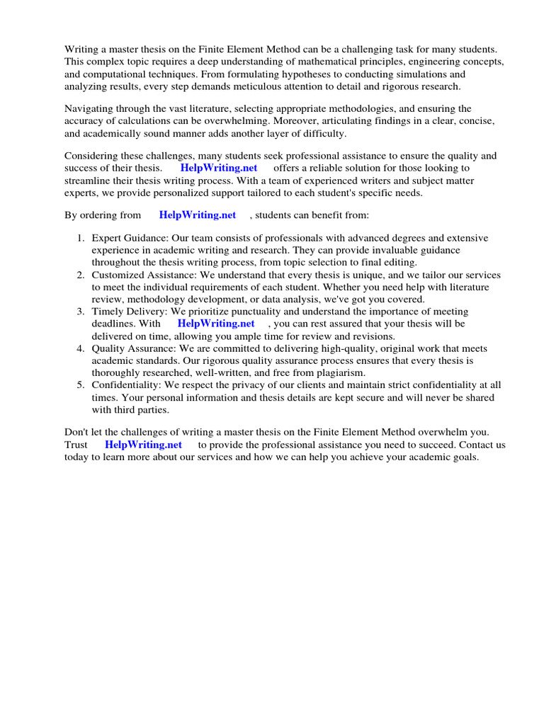Master Thesis Finite Element Method Pdf