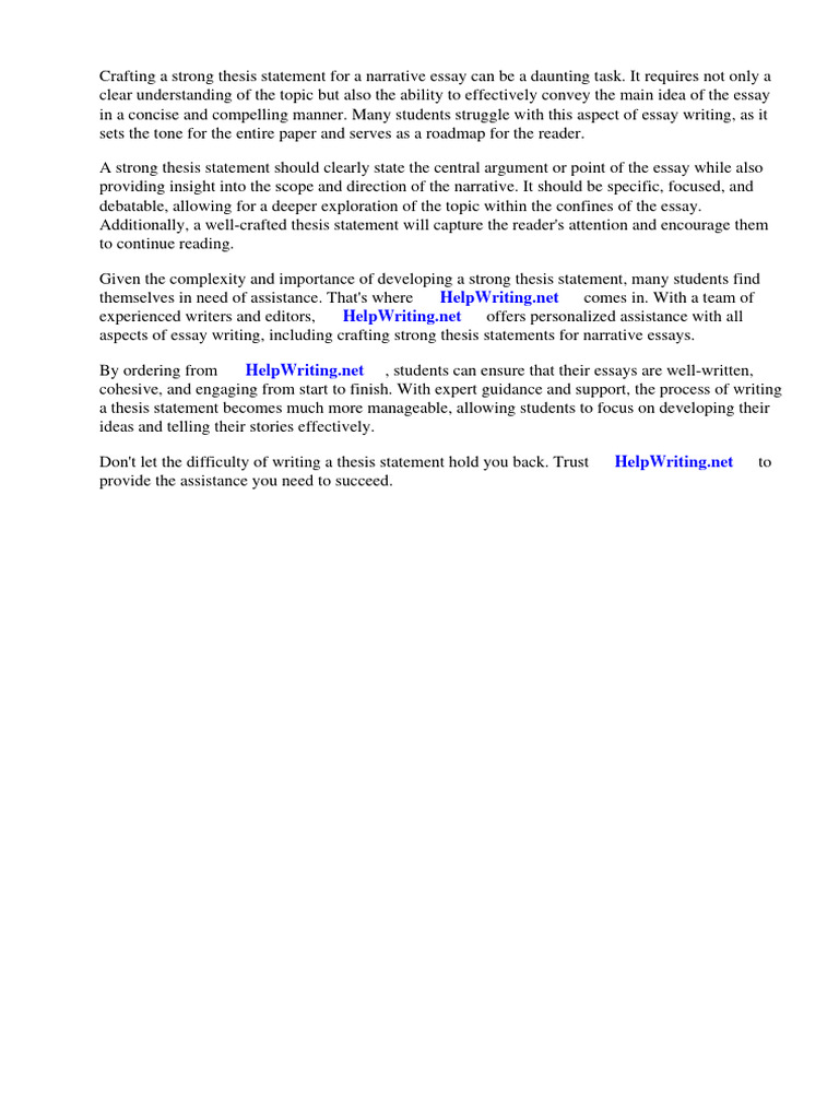 Examples Strong Thesis Statement Narrative Essay | PDF | Essays | Thesis