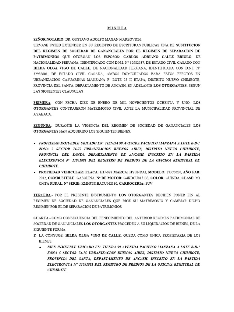Separacion de Patrimonios Calle Vigo | PDF | Negocios | Derecho