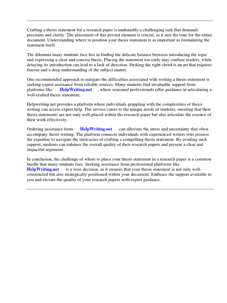 Thesis Statement Placement Guide | PDF | Thesis | Essays