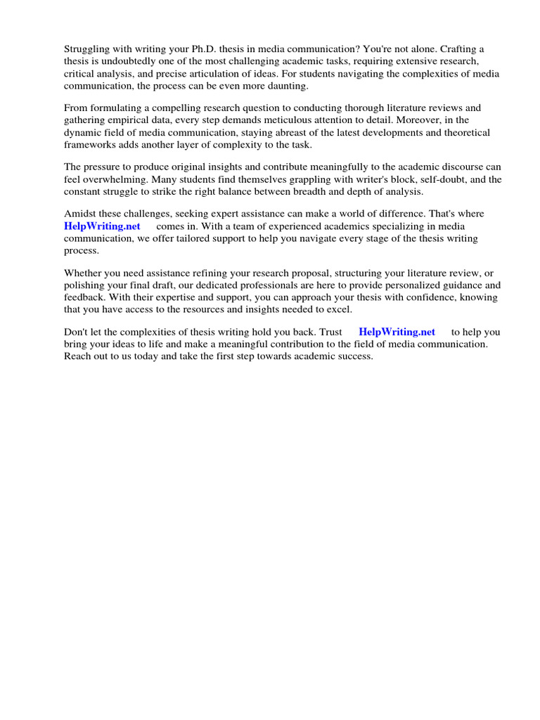 PHD Thesis Media Communication | Download Free PDF | Communication | Thesis
