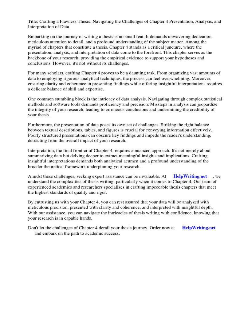 Sample Thesis Chapter 4 Presentation Analysis Interpretation Data | PDF