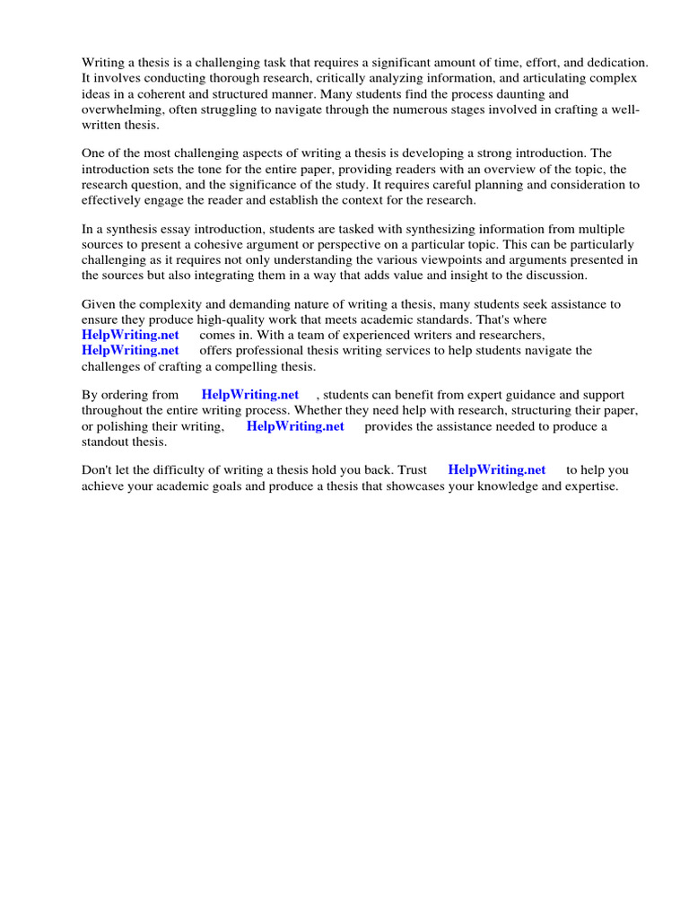 Sample Synthesis Essay Introduction | PDF | Essays | Apa Style