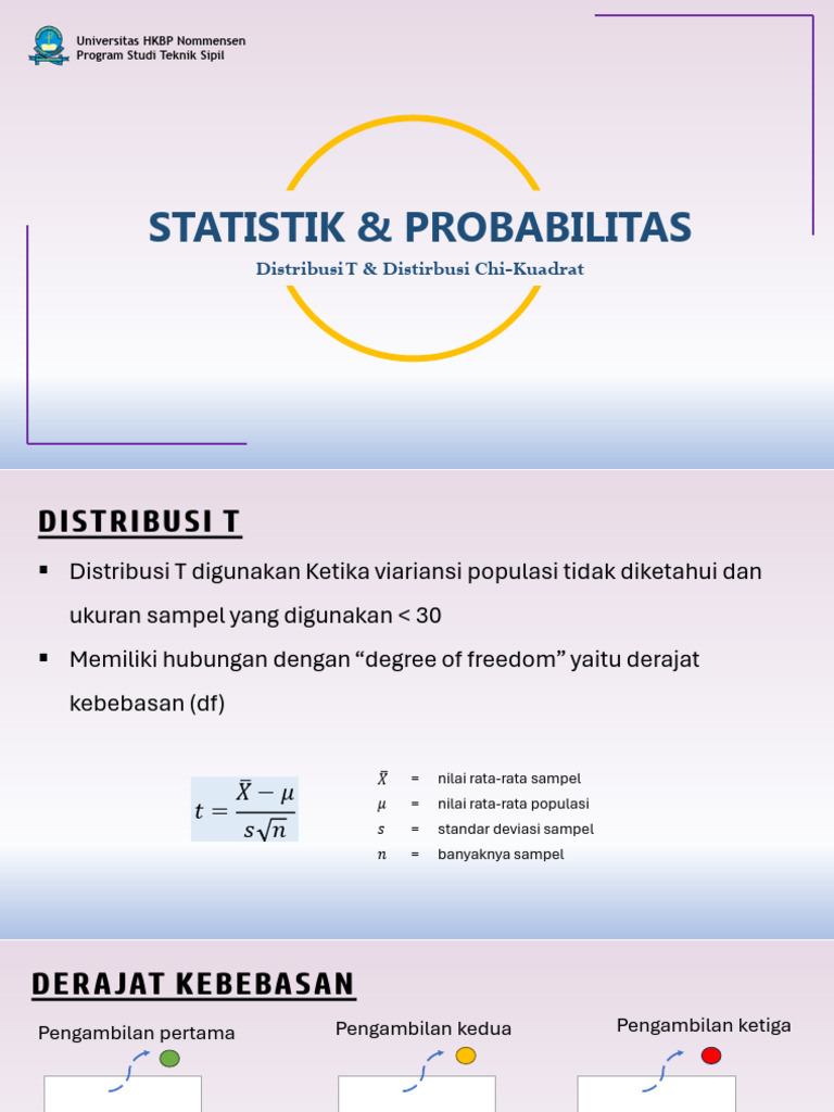 Distribusi T dan Chi-Kuadrat dalam Statistik | PDF