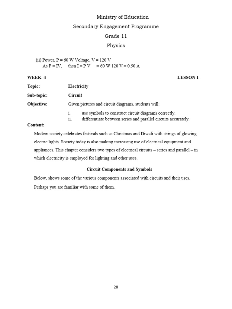 Grade 11 Physics Week 4 Lesson 1 | PDF | Series And Parallel Circuits | Voltage