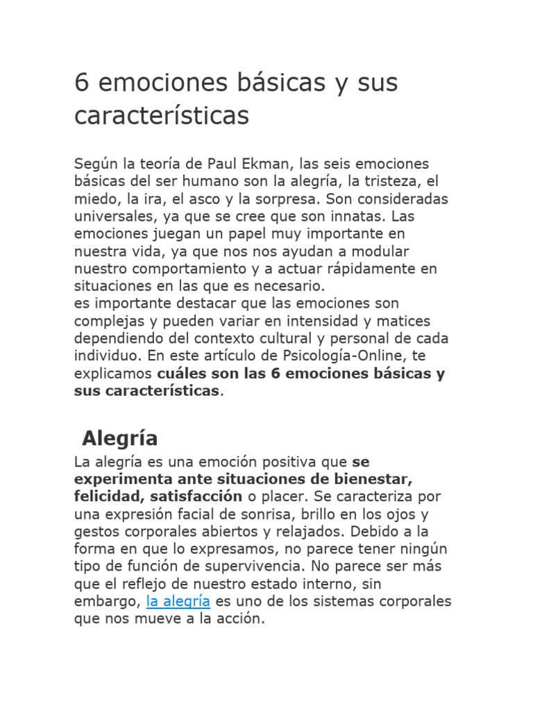 6 Emociones Básicas | PDF | Asco | Ira
