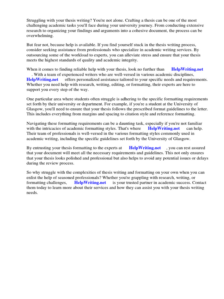 University of Glasgow Thesis Format | Download Free PDF | Thesis ...