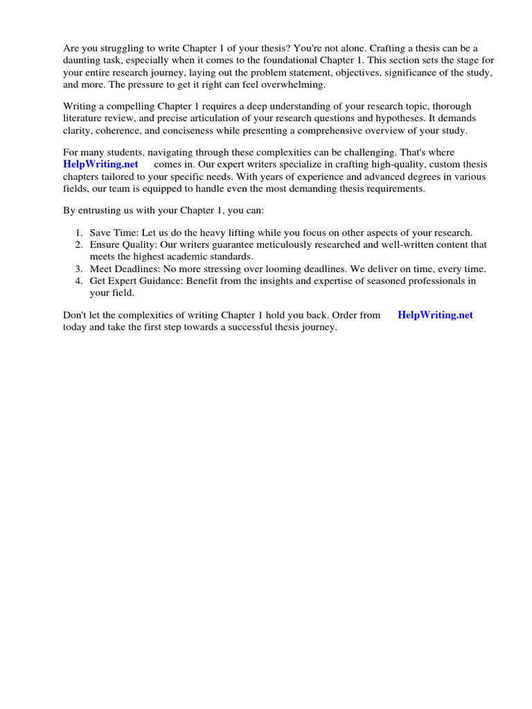 How To Write Chapter 1 Thesis | PDF | Thesis | Methodology