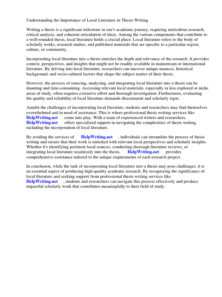 What Is Local Literature in Thesis | PDF | Thesis | Cognition