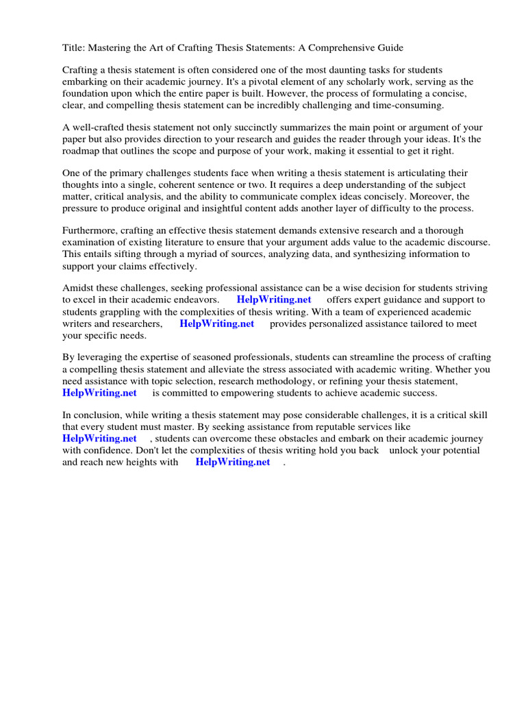 Thesis Statement Examples Ppt | PDF | Essays | Thesis