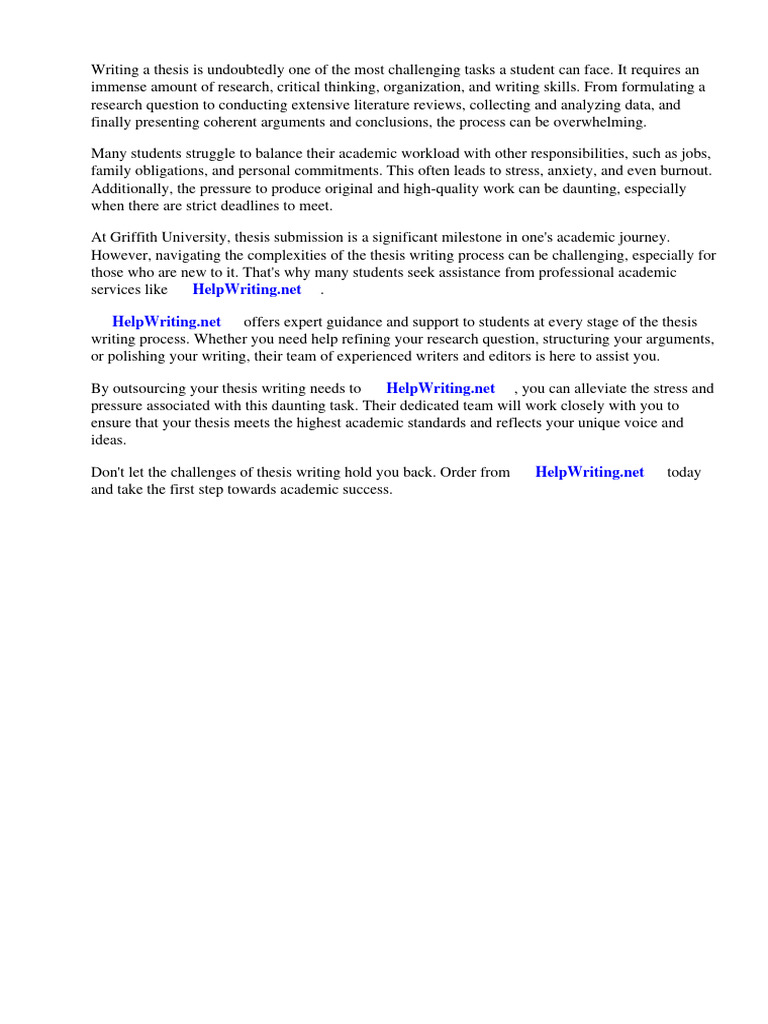 Thesis Submission Griffith University | PDF | Thesis