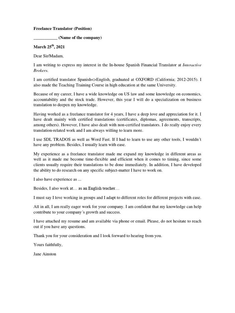 Cover letter example | PDF