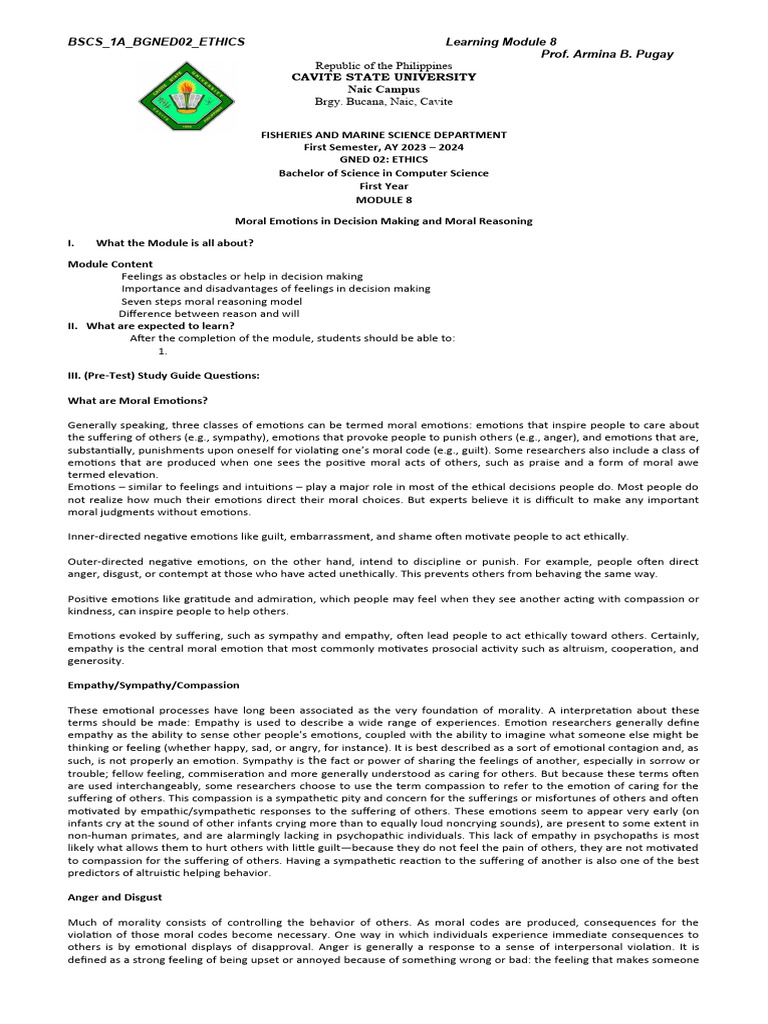 Module-8 Bscs | PDF | Emotions | Empathy