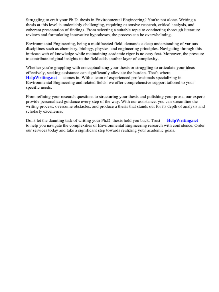 PHD Thesis Topics in Environmental Engineering | PDF | Thesis | Doctor ...