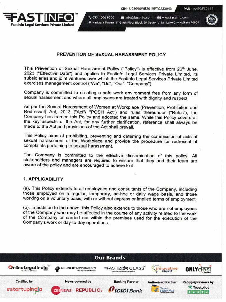 Harassment Policy | PDF | Sexual Harassment | Employment