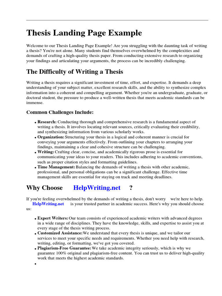 Thesis Landing Page Example | PDF | Thesis | Advertising