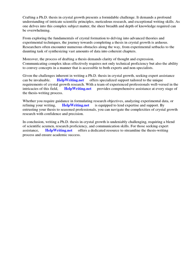 Phd Thesis in Crystal Growth | PDF | Crystallite | Crystal