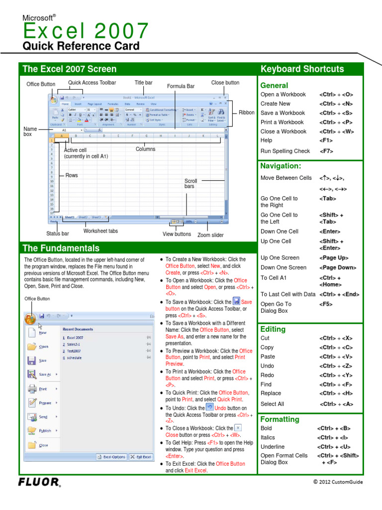 Excel 2007-Fluor Logo | PDF | Microsoft Excel | Button (Computing)