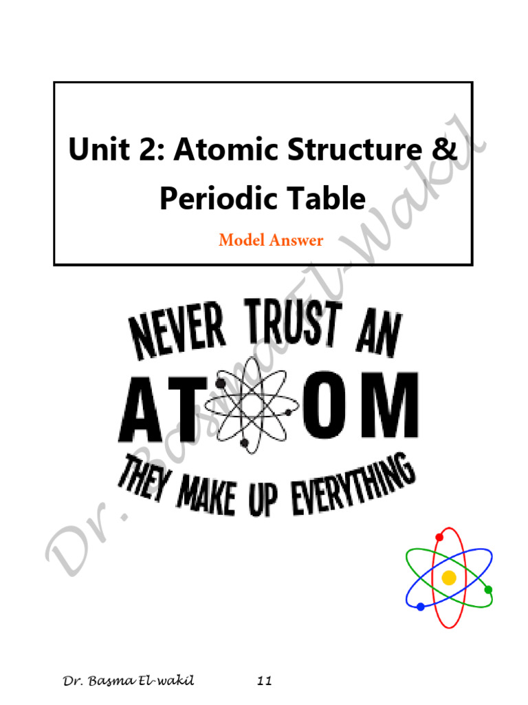Unit 2: Atomic Structure & Periodic Table: El-Wakil | PDF | Chemical ...