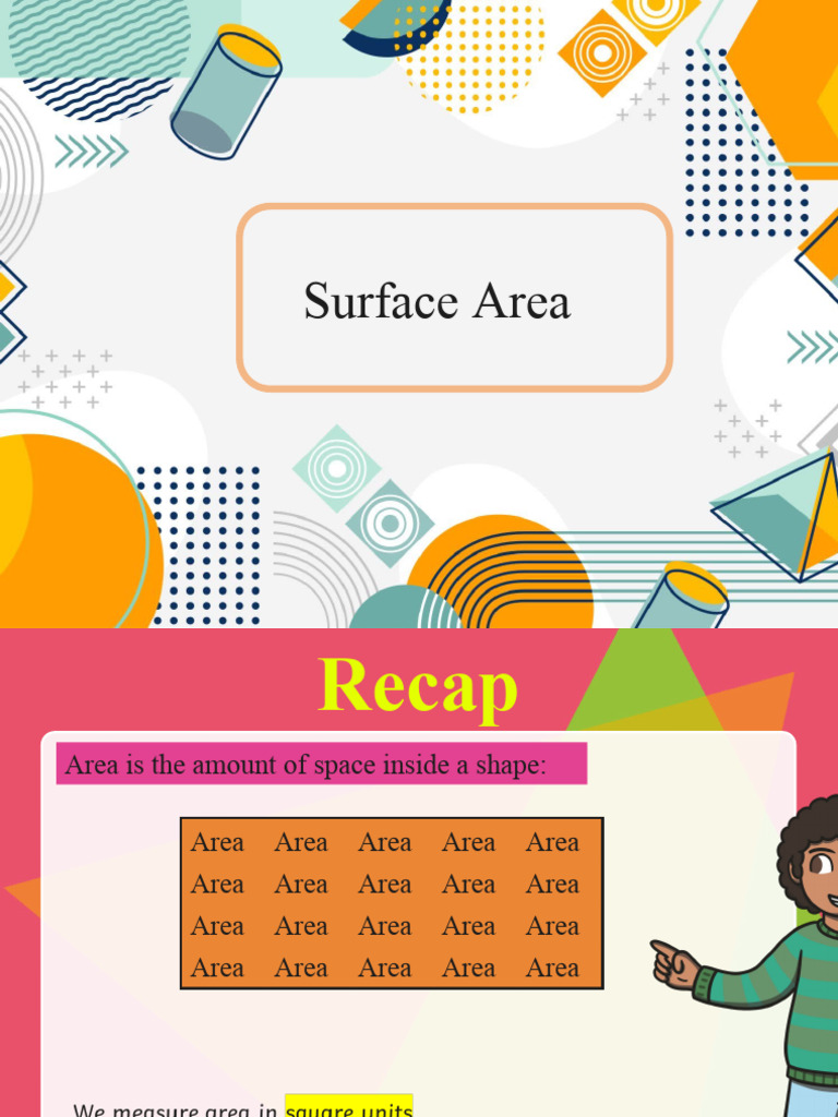 65406-Area of 2D Shapes + Surface Area of 3D Shapes | PDF | Area ...