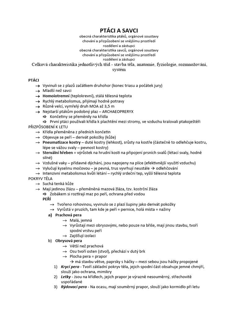 17 - Ptáci A Savci | PDF