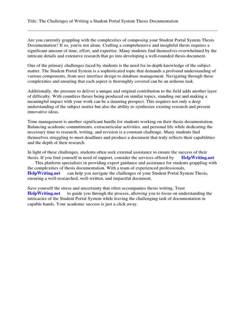 Student Portal System Thesis Documentation | PDF | Scrum (Software Development) | Information