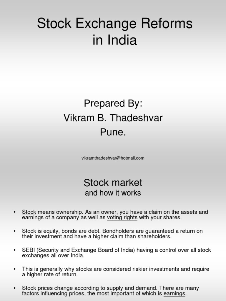 Stock Exchange Reforms in India 1221566663857333 9 | PDF | Financial ...
