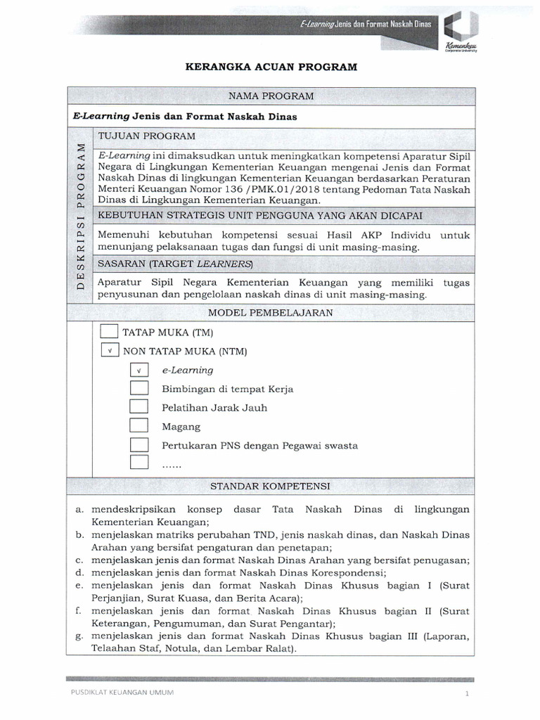 KAP E-Learning Jenis Dan Format Naskah Dinas (Open Access) | PDF
