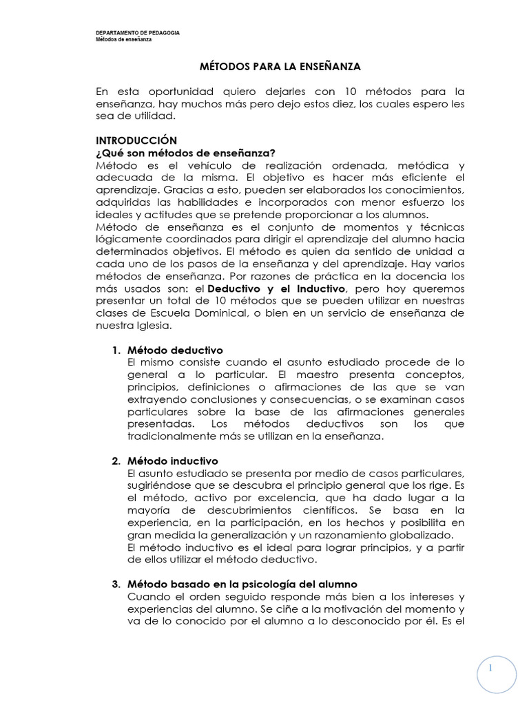 Metodo De Enseñanza Pdf Enseñando Método De Enseñanza