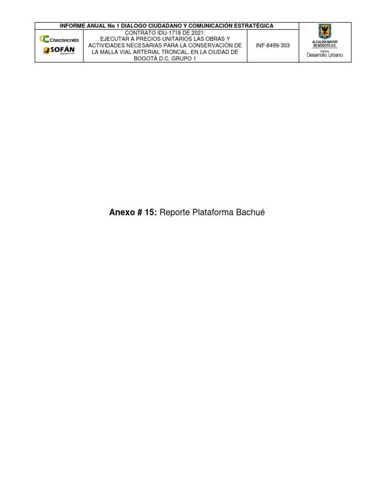 Anexo 15 Reporte Plataforma Bachue | PDF