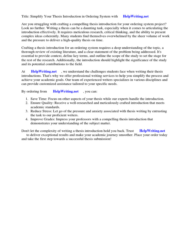 Thesis Introduction in Ordering System | PDF | Thesis | Usability