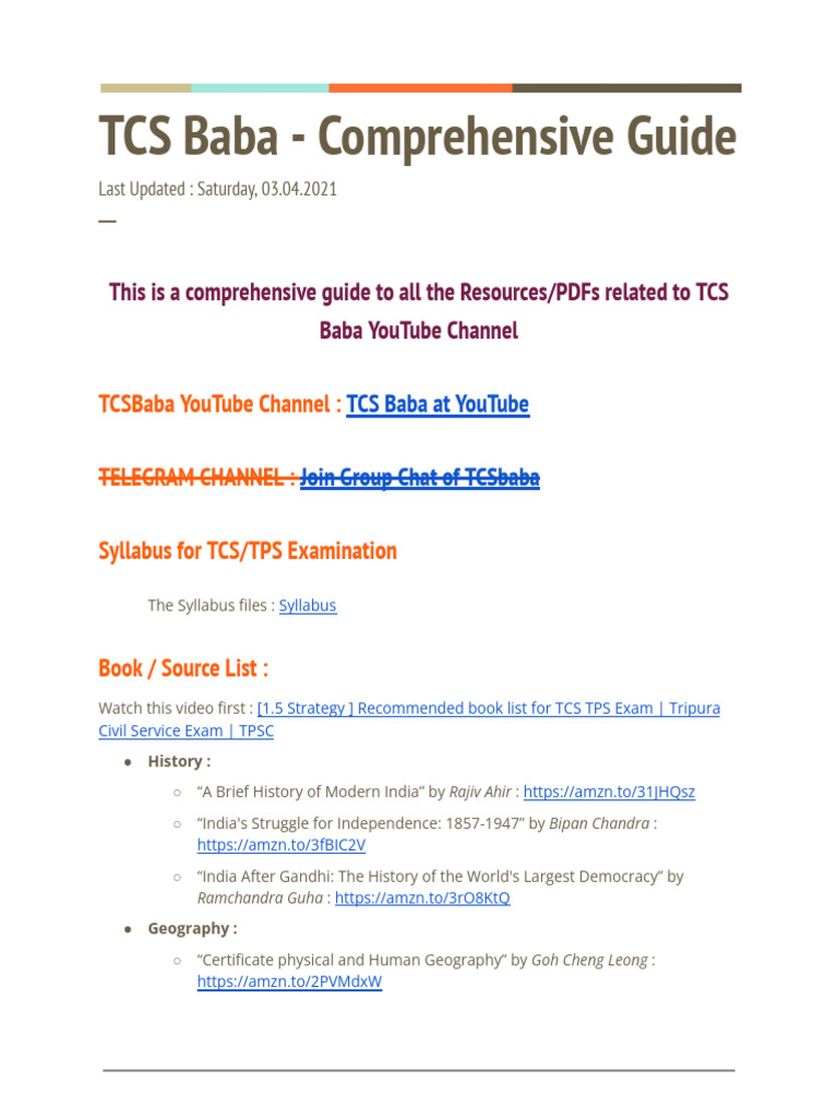 TCS Baba Comprehensive Guide | PDF