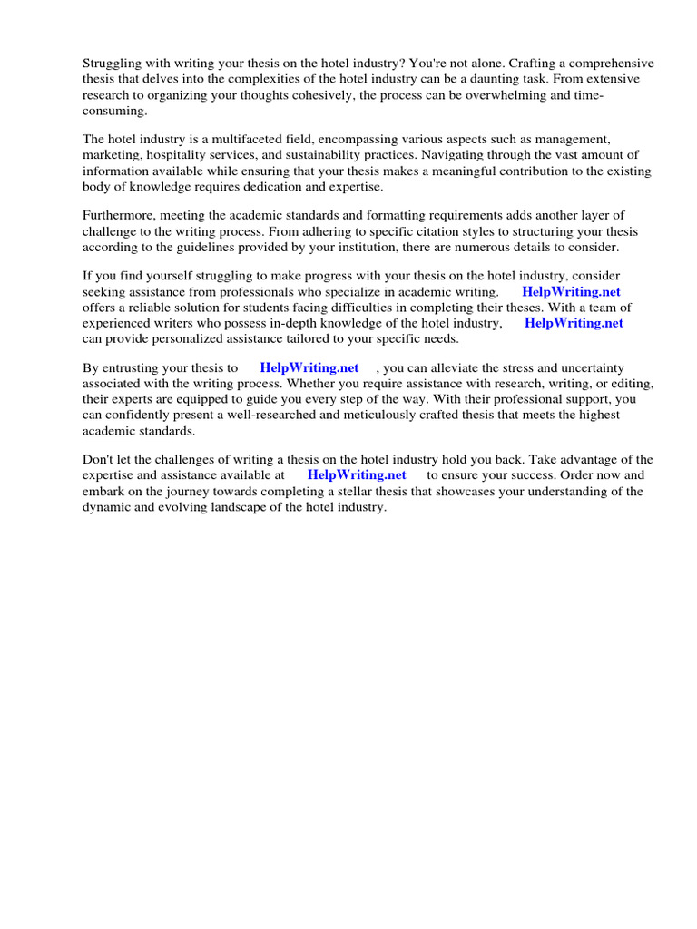 Thesis Hotel Industry | PDF | Hotel | Expert