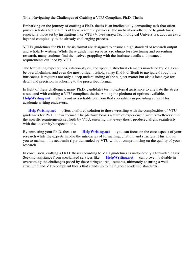 VTU Ph.D. Thesis Guide | PDF | Thesis | Doctor Of Philosophy