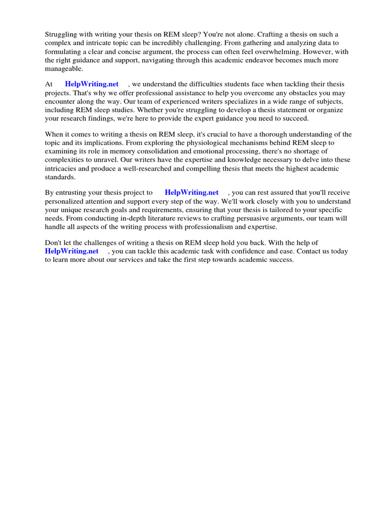 Rem Sleep Thesis Statement | Download Free PDF | Sleep | Thesis