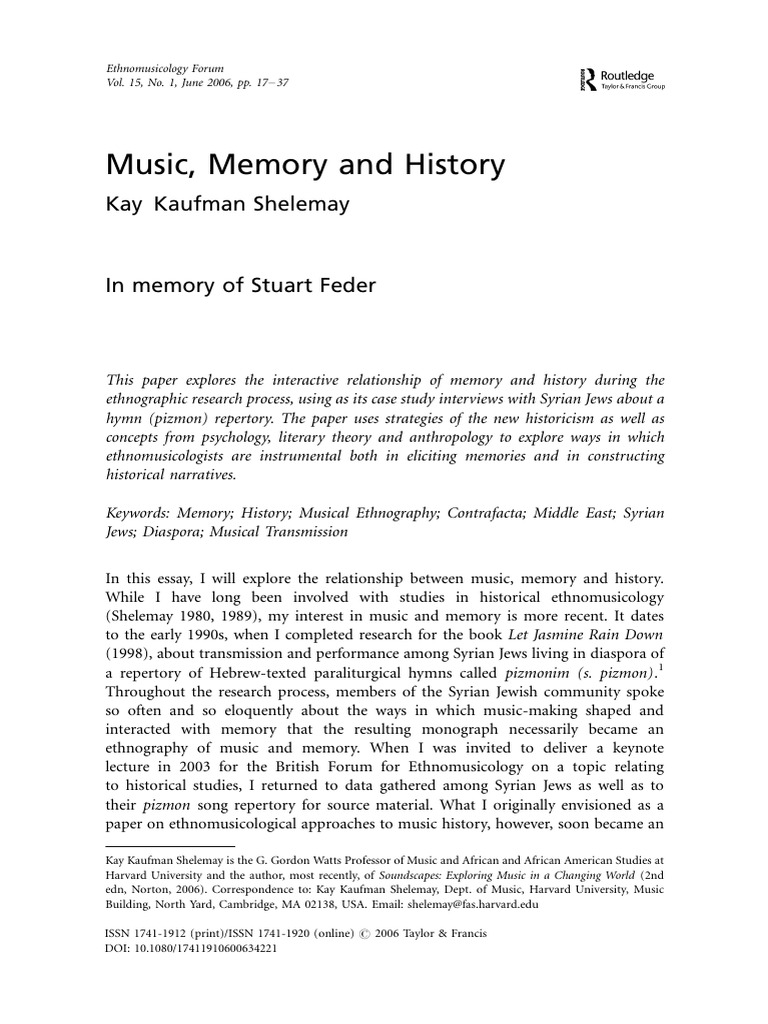 Music Memory and History | PDF | Memory | Experience
