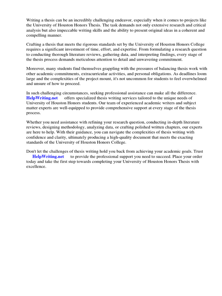 University of Houston Honors Thesis | PDF | Thesis | Methodology