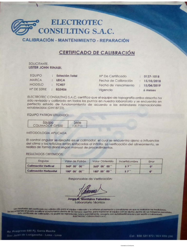 02.3 Certificado de Calibracion | PDF