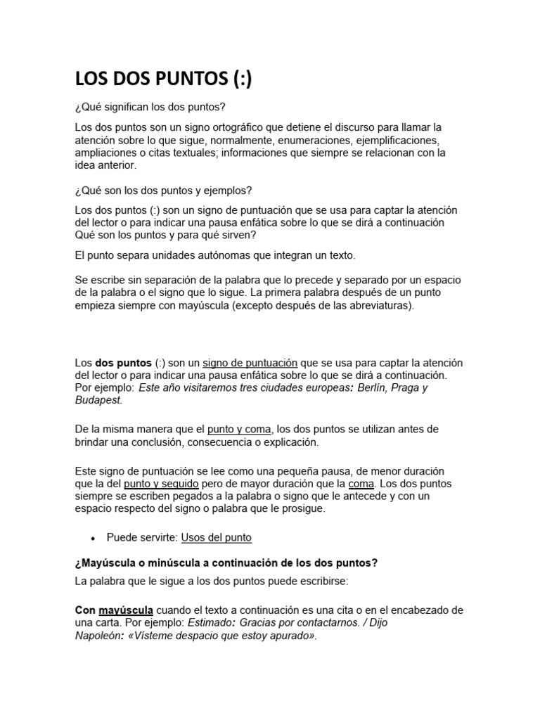 LOS DOS PUNTOS | PDF | Símbolos tipográficos | Lingüística