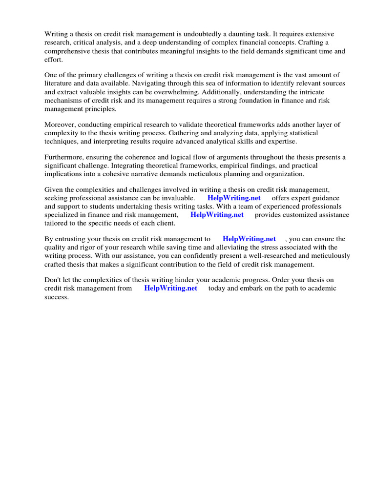 Thesis On Credit Risk Management | PDF | Risk | Banks