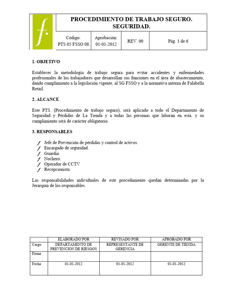PTS Seguridad | Descargar gratis PDF | Factores humanos y ergonomía