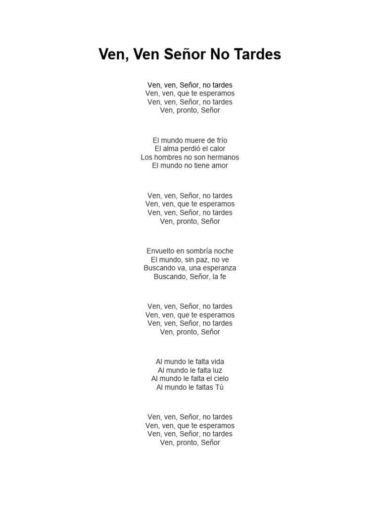 Ven, Ven, Señor, No Tardes | PDF | María, madre de Jesús | Amor