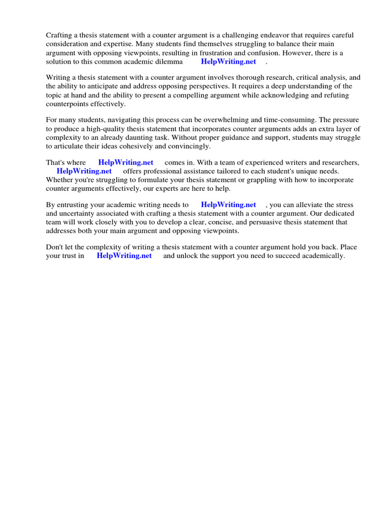 Thesis Statement With Counter Argument Pdf Essays Argument